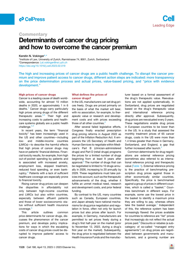 Cancer Drug Pricing Insights | PDF | Health Care | Health Sciences