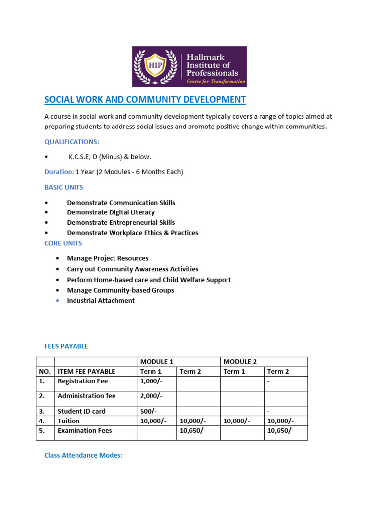 Social Work and Community Development Cdacc Level 4 | PDF