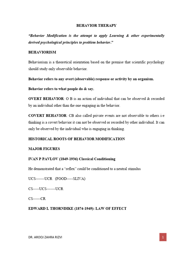 behavior therapy | PDF | Classical Conditioning | Behaviorism