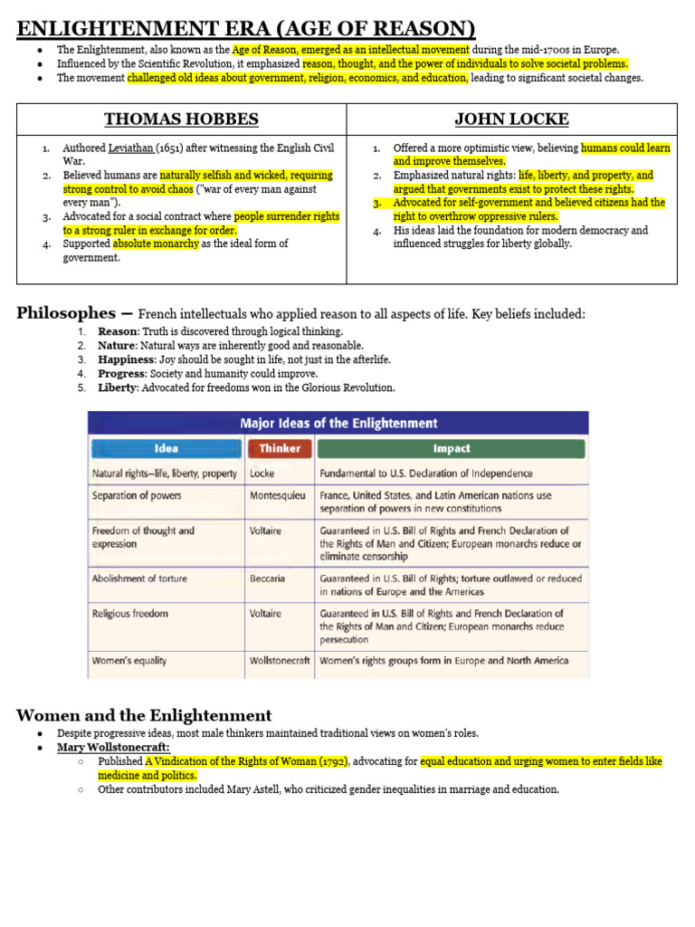Enlightenment Era (Age of Reason) | PDF | Age Of Enlightenment | Liberty