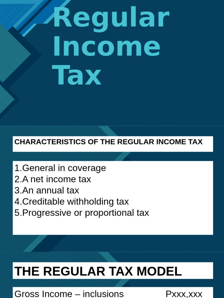Lesson 7 Regular Income Tax | PDF | Tax Deduction | Gross Income
