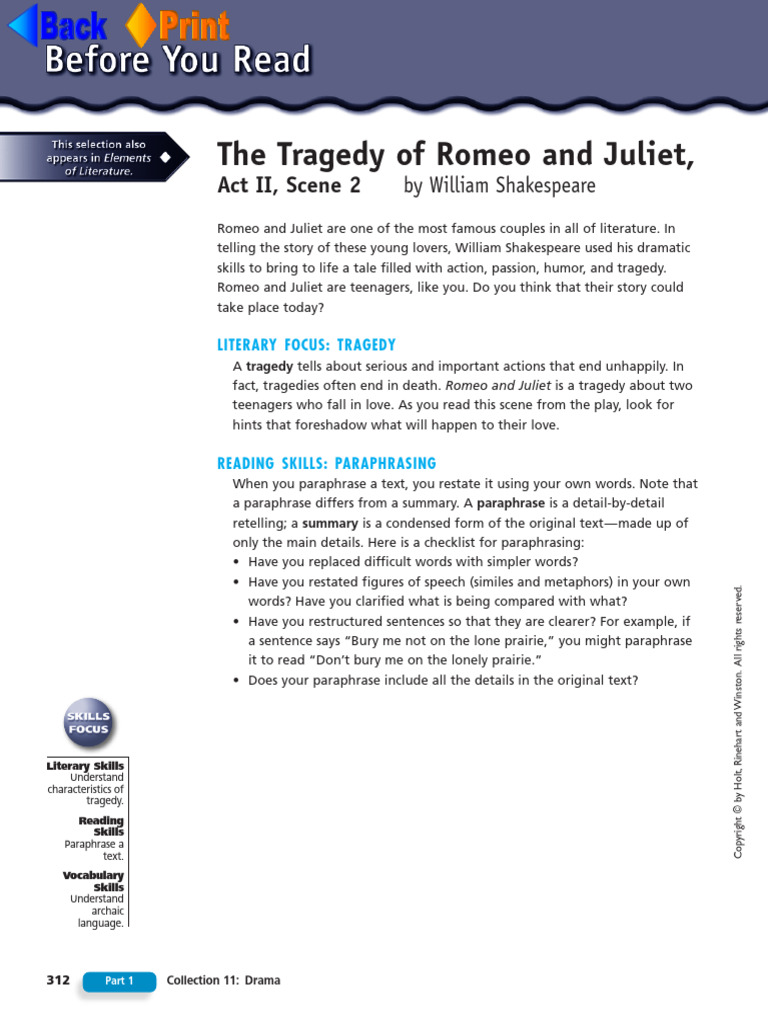 The Tragedy of Romeo and Juliet | PDF | Characters In Romeo And Juliet