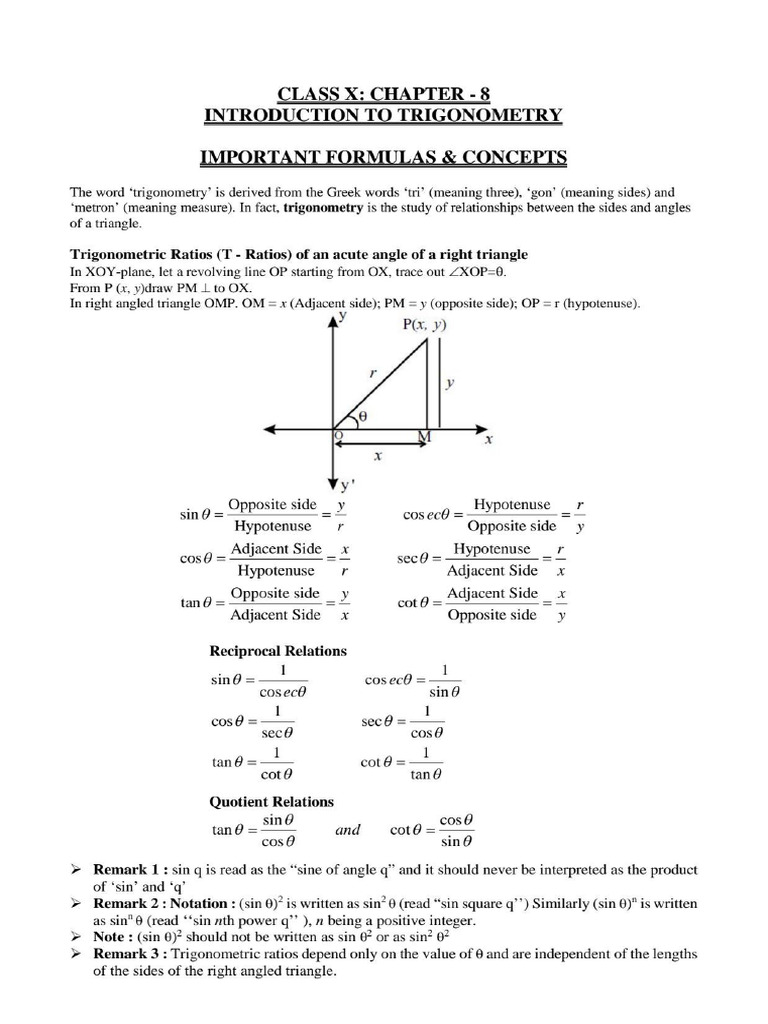 10th Trigonometry Assignment | PDF