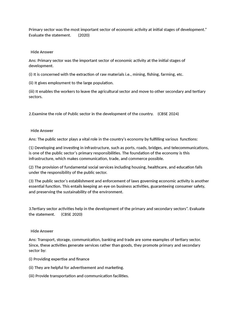 Primary Sector Was The Most Important Sector of Economic Activity at ...