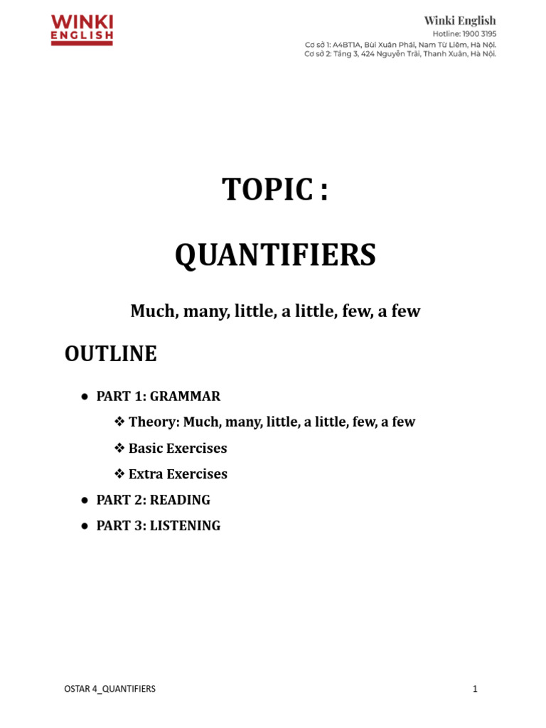 Quantifier.docx | PDF | Lunch | Cuisine