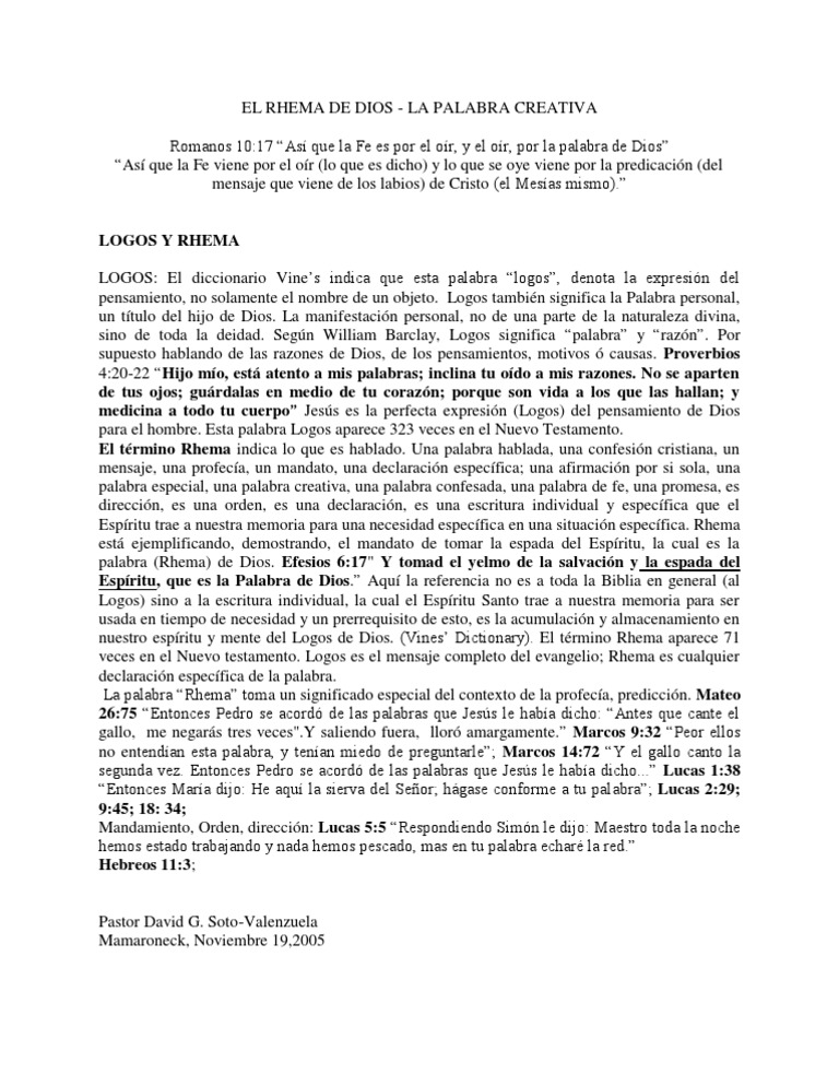 Significado del Rhema de Dios | PDF | Fe | Evangelio De Lucas