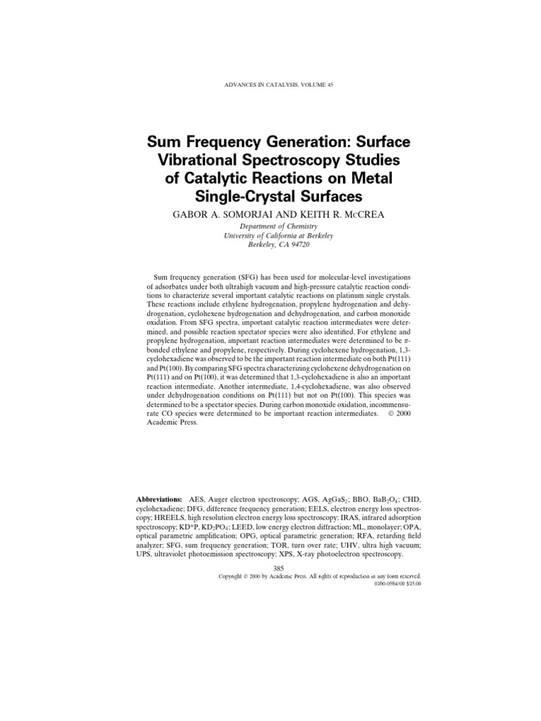 Sum Frequency Generation - Surface Vibrational Spectroscopy Studies of ...