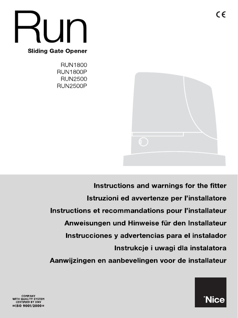 Nice RUN RUN1800 Manual | PDF