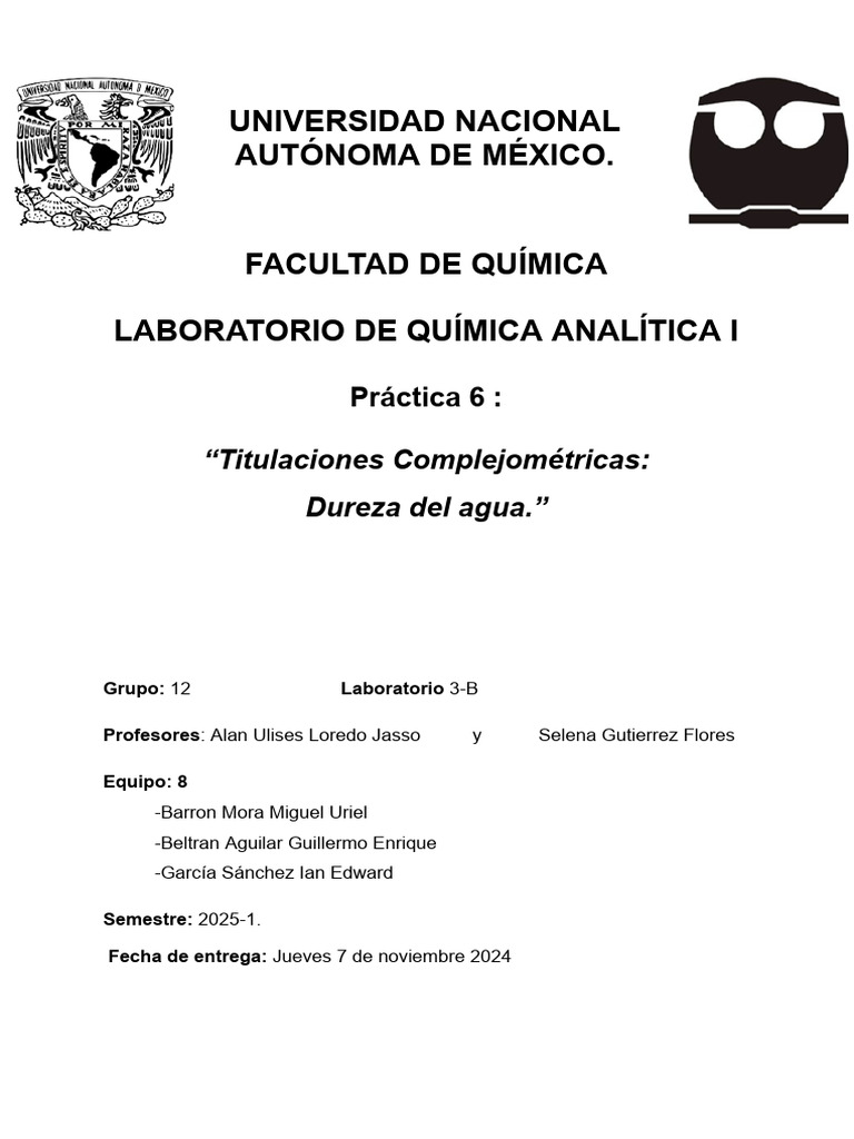Practica 6 QA | PDF | Concentración | Química analítica