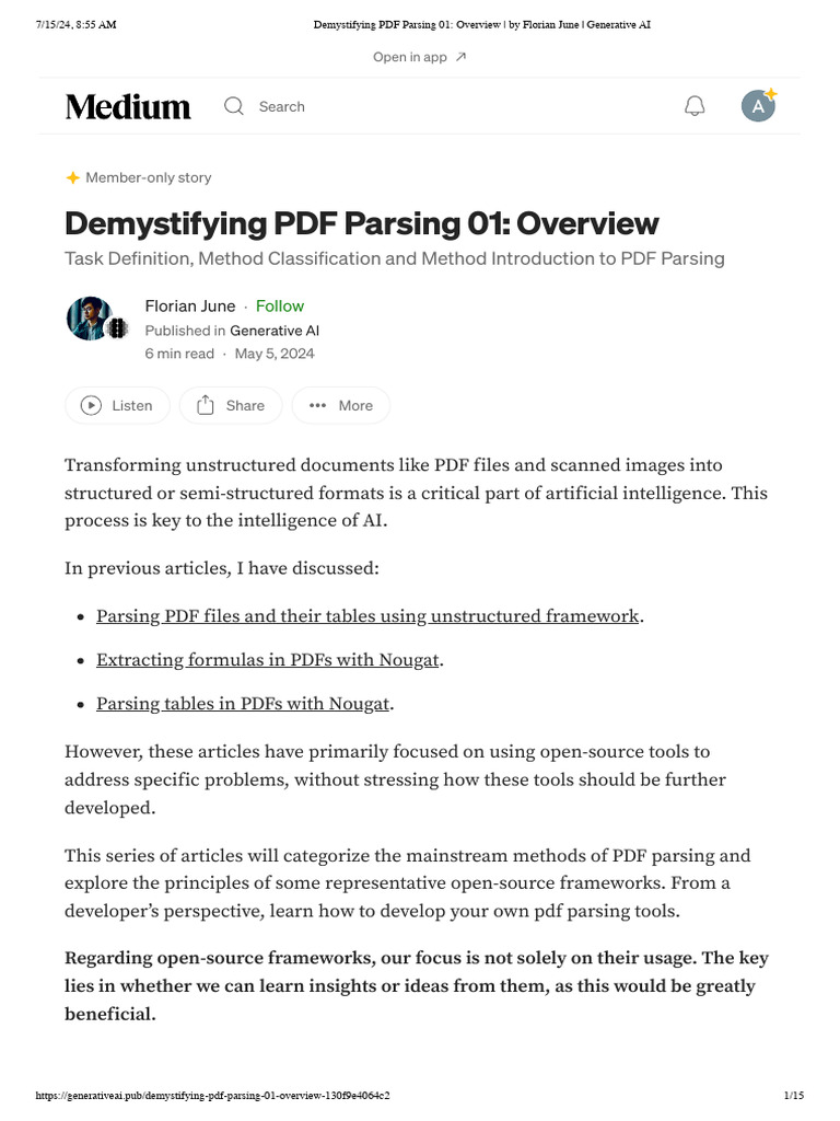 PDF Parsing Methods Overview | PDF | Artificial Intelligence ...