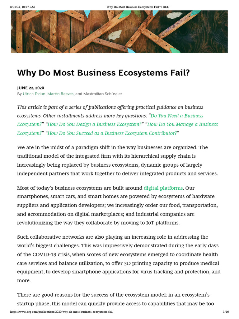 Reasons Business Ecosystems Fail | PDF | Supply Chain