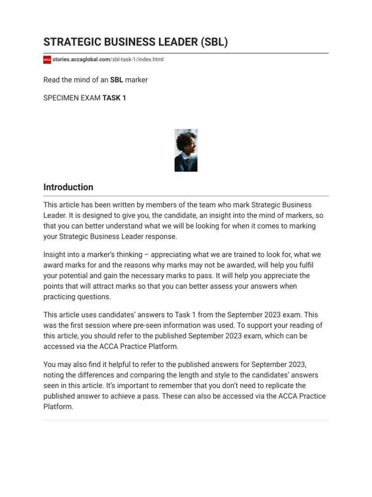 STRATEGIC BUSINESS LEADER (SBL) | PDF | Human Communication | Cognition