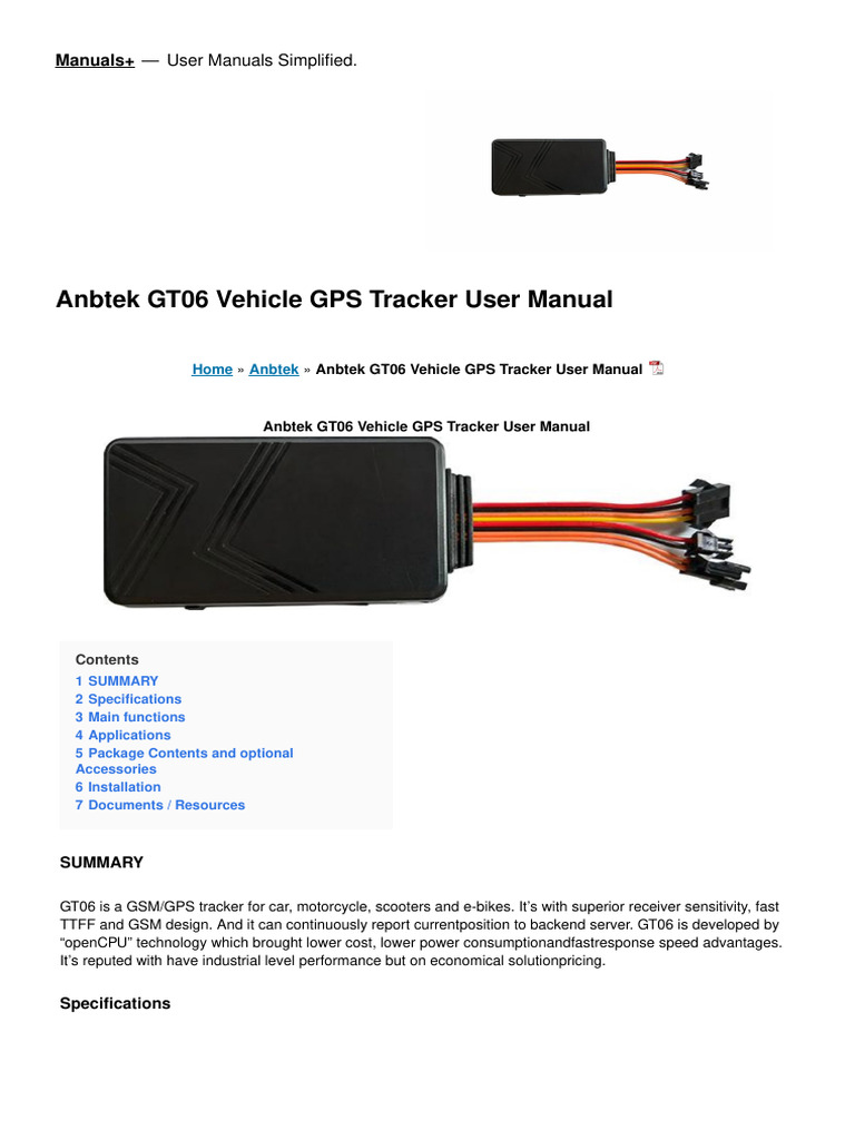 Gt06 Vehicle Gps Tracker Manual | PDF | Global Positioning System | General Packet Radio Service