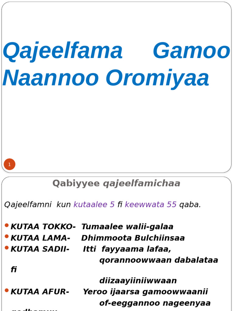 Qajeelfama Gamoo Naannoo Oromiyaa | PDF