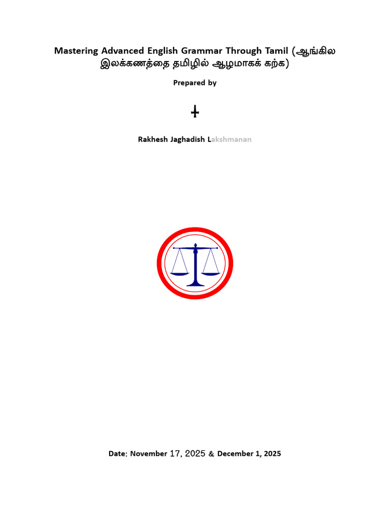 Learning and Mastering Advanced English Grammar Through Tamil Language ...