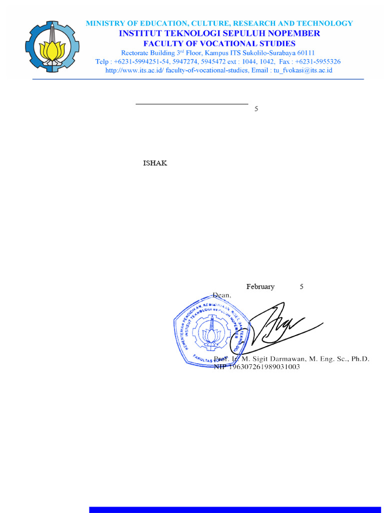 Certification Letter for Ishaak Ishaak | PDF