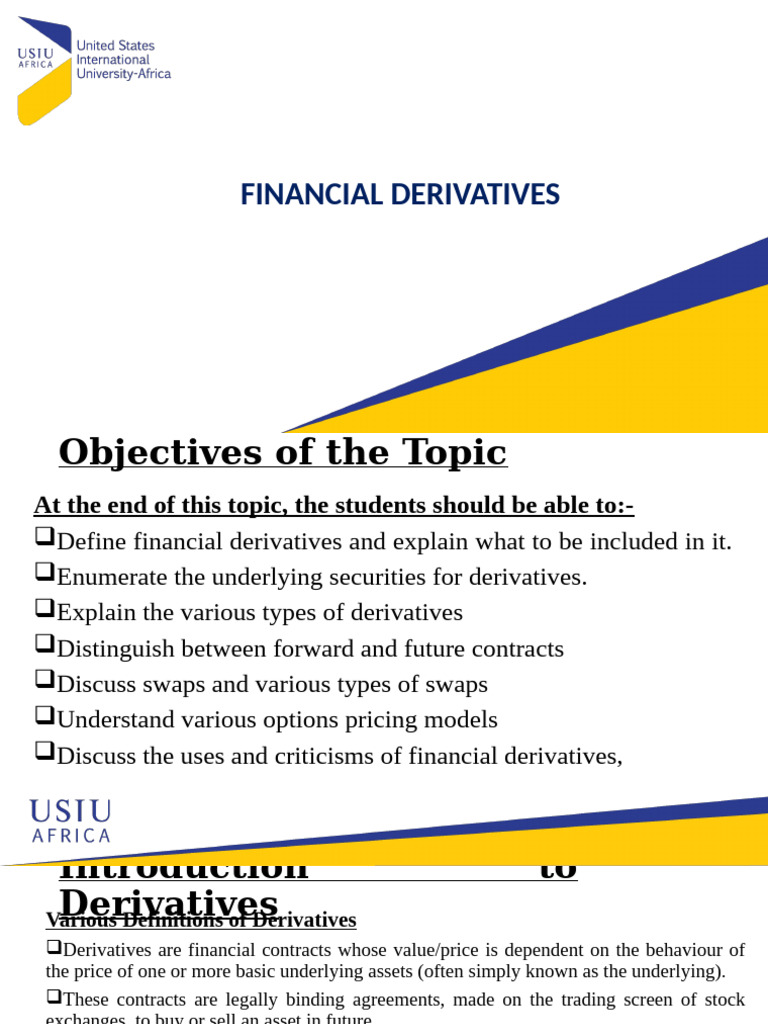 Understanding Financial Derivatives Basics | PDF | Black–Scholes Model ...