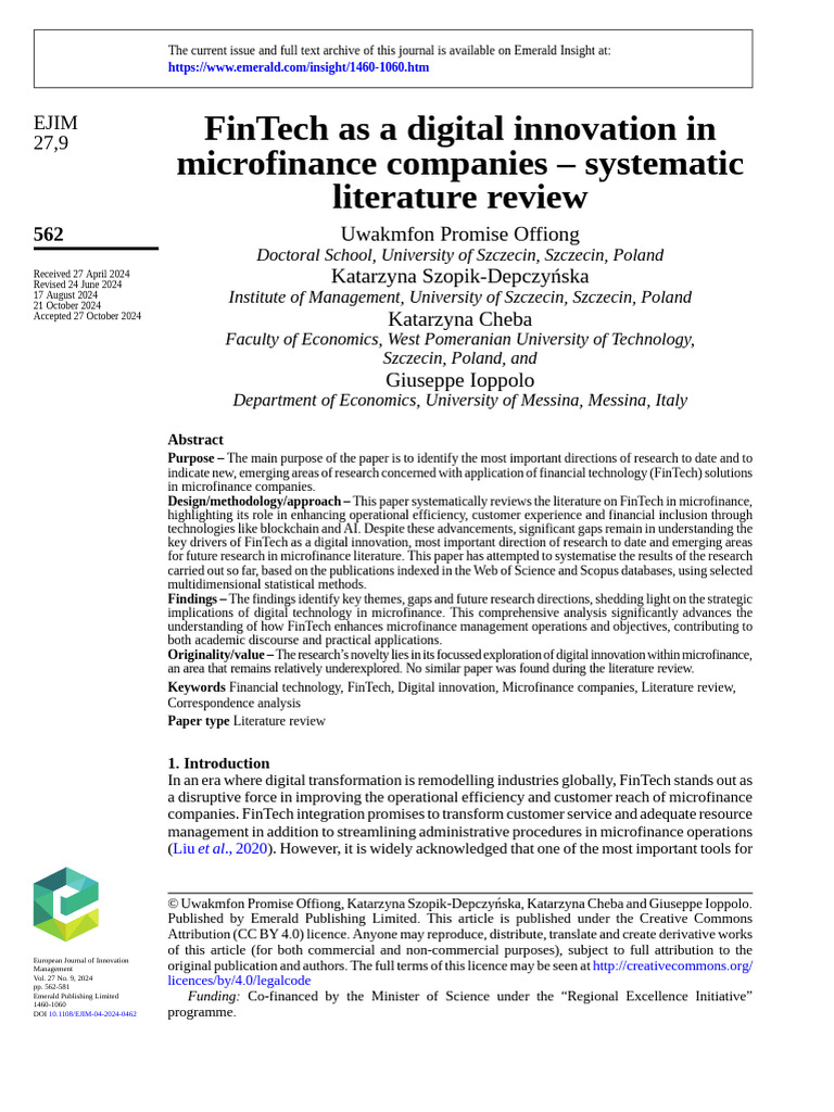 10-1108_ejim-04-2024-0462 | PDF | Microfinance | Financial Inclusion