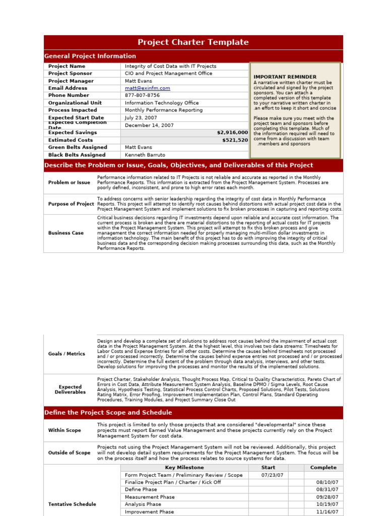 IT Project Cost Data Integrity Charter | PDF | Project Management ...