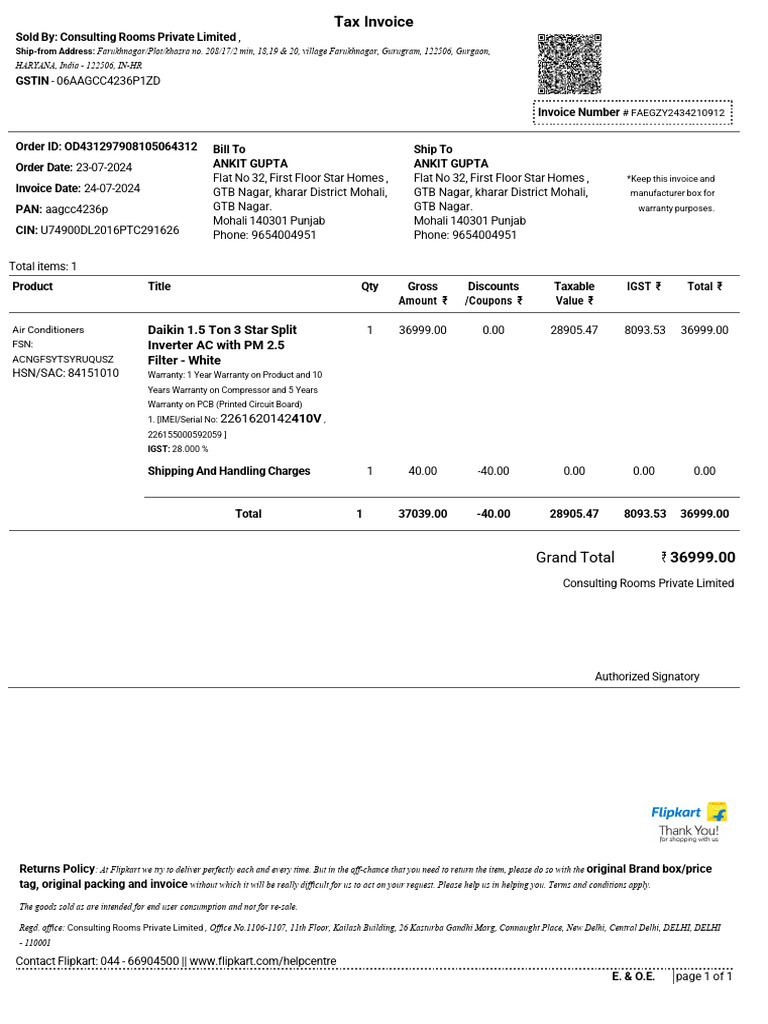 FY25 - Soft Furnishing Allowance - Invoice 1 | PDF | Taxes | Government ...