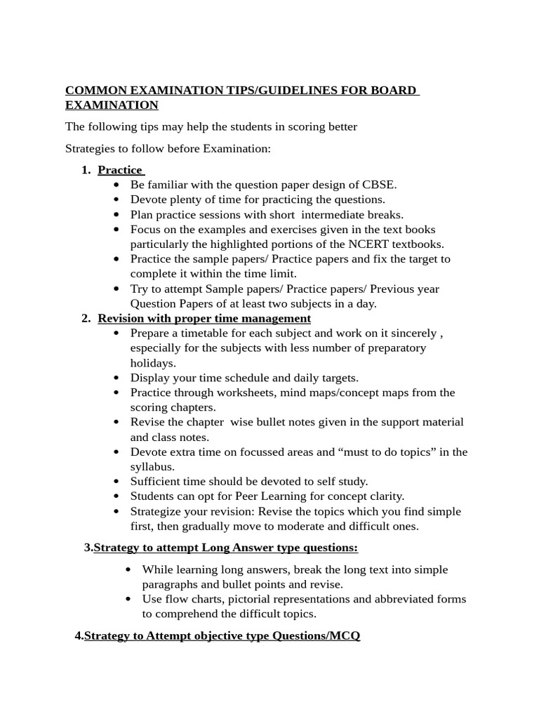 Examination Tips- Class X and XII-1 | PDF