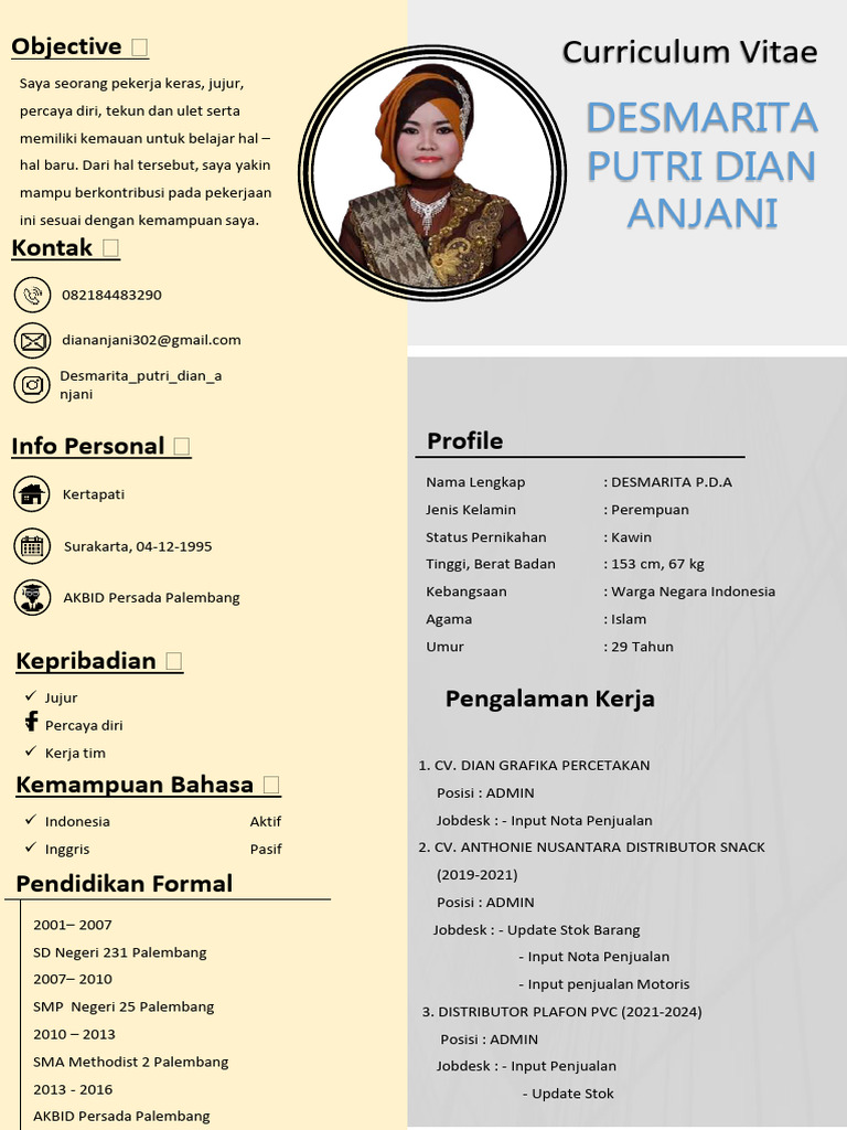 CV Desmarita Putri Dian Anjani | PDF
