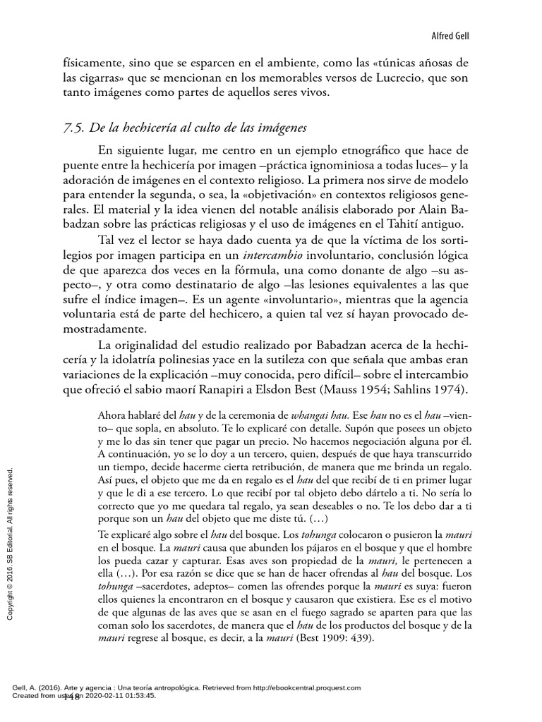 Gell, Alfred. de La Hechicería Al Culto de Las Imágenes. en Arte y ...