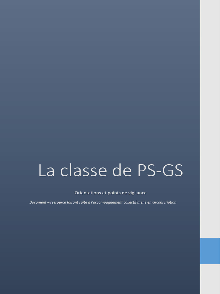 Document Ressource - Classes Ps Gs | PDF | Pédagogie | Apprentissage