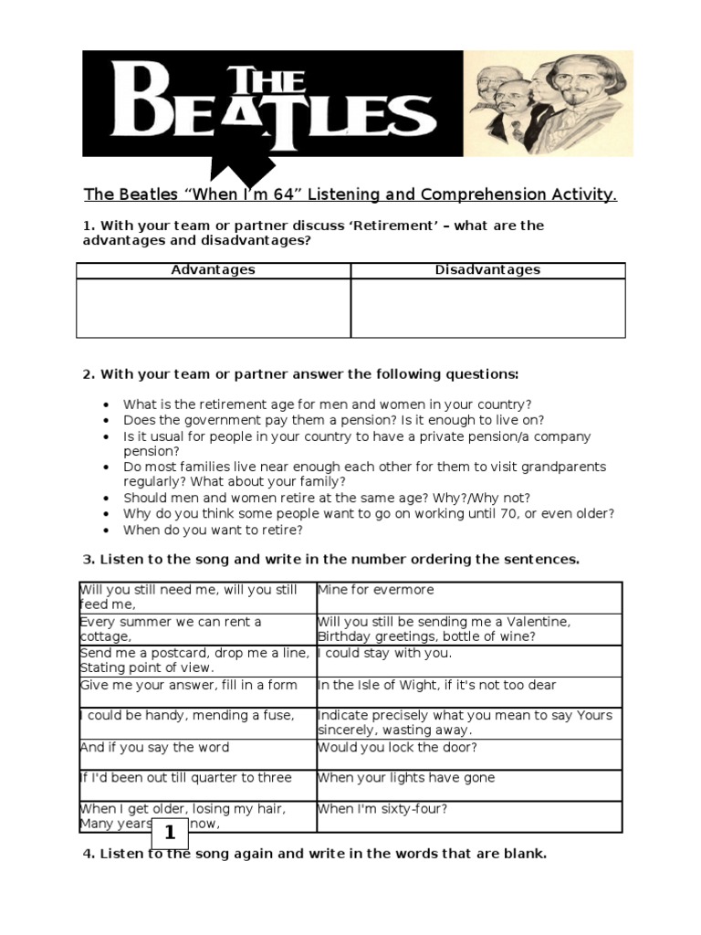 The Beatles-When I'm 64-Worksheet | PDF