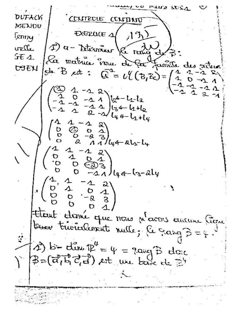 CC Calcule Matricielle | PDF