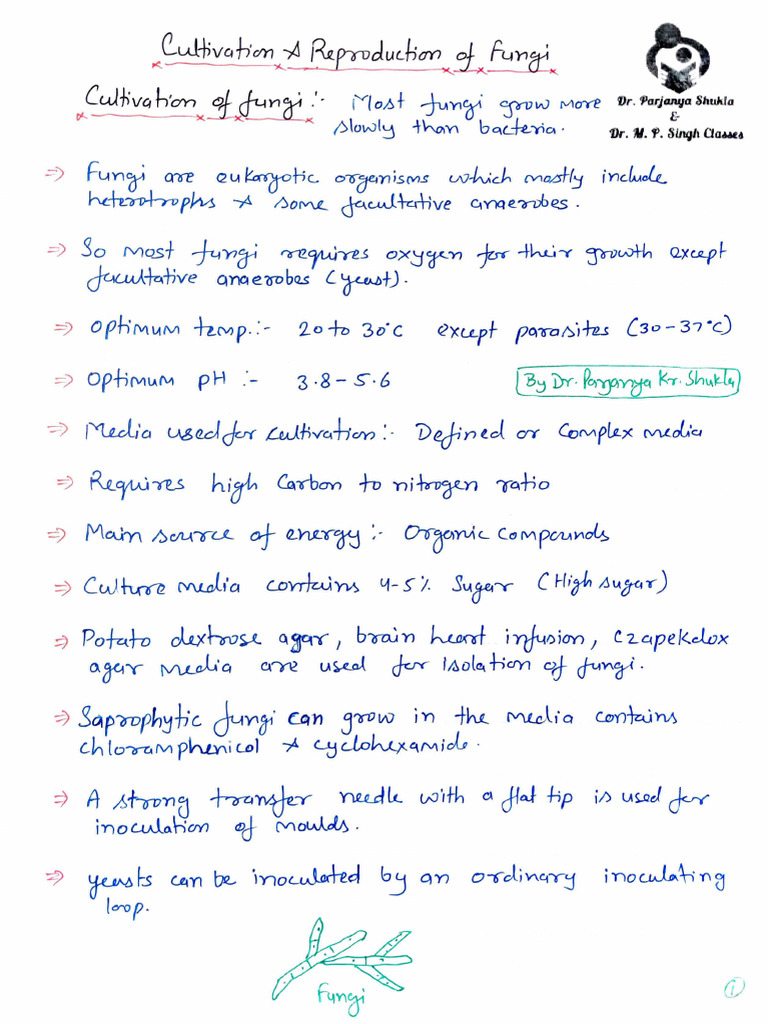 Cultivation and Reproduction of Fungi | PDF