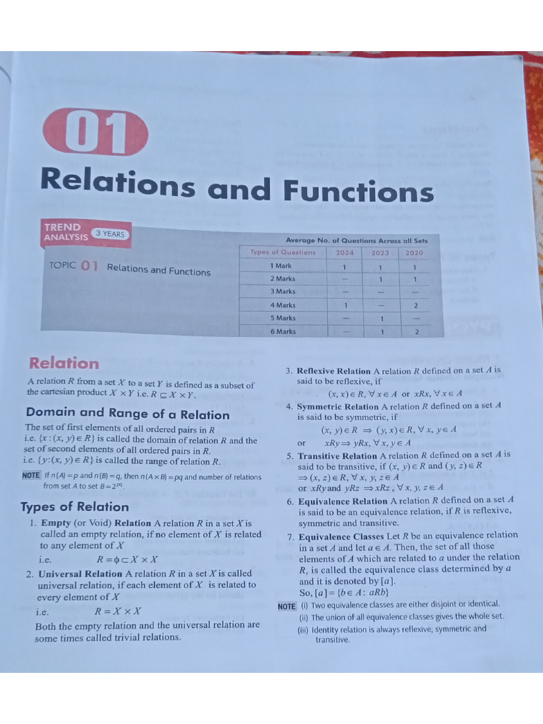 Relation and Function Cl.12 | PDF