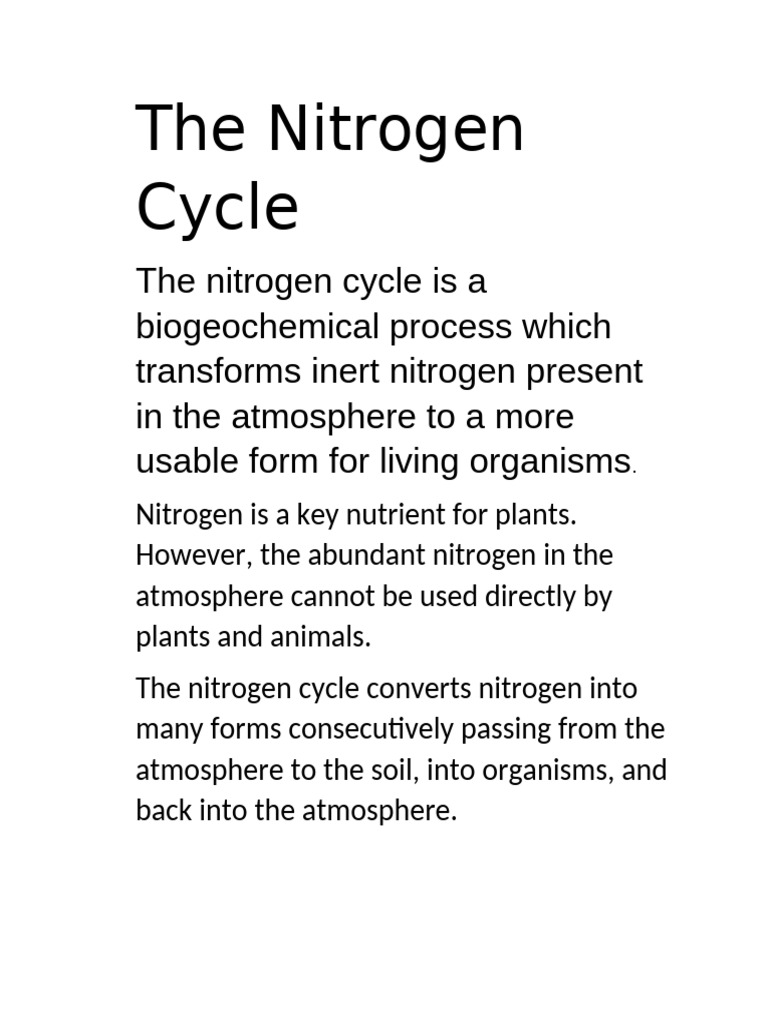 The Nitrogen Cycle | PDF