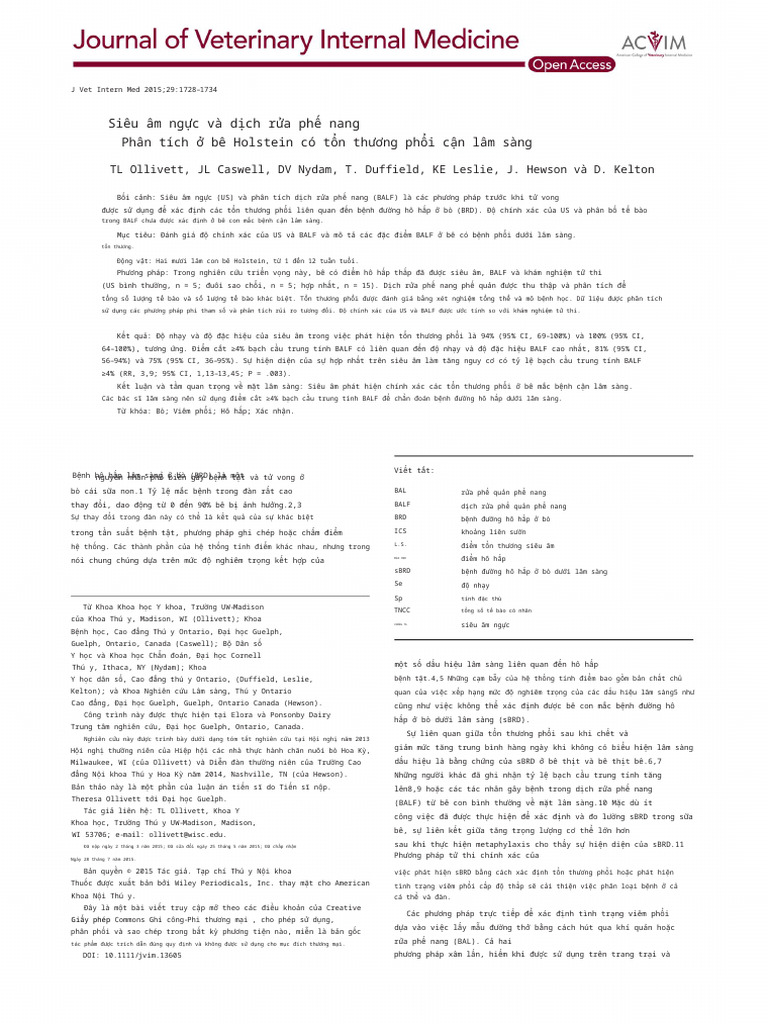 Veterinary Internal Medicne - 2015 - Ollivett - Thoracic ...