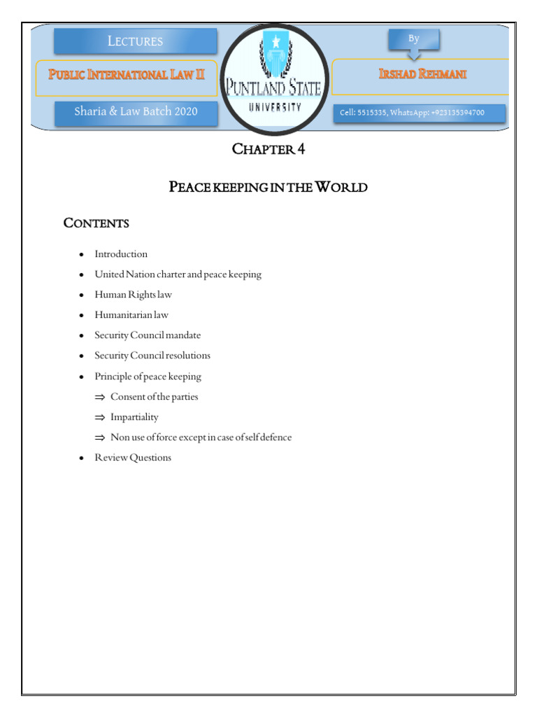 UN Peacekeeping Principles and Laws | PDF | International Humanitarian ...
