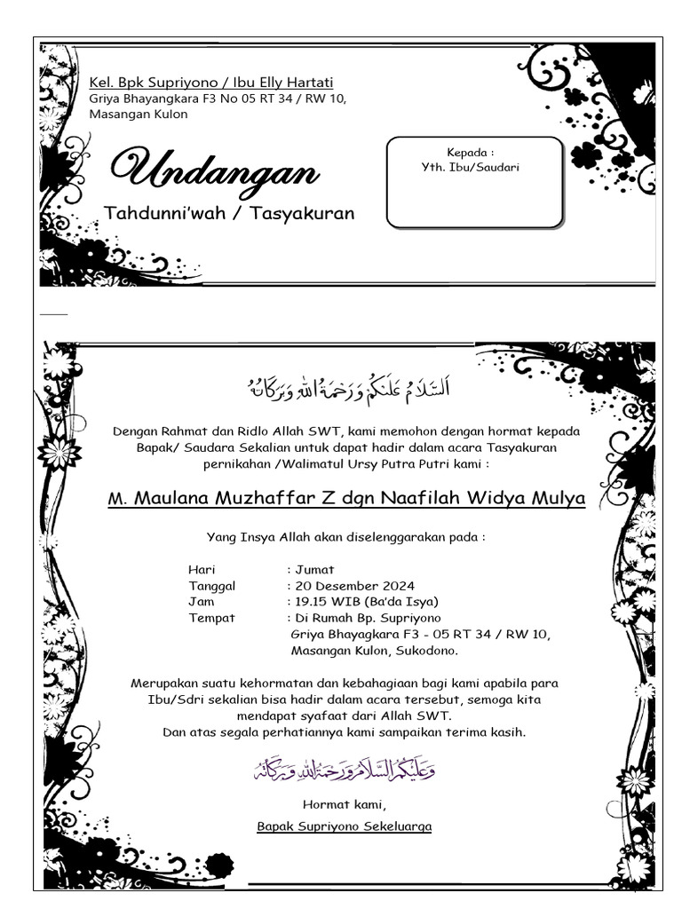 Undangan Walimatul Ursy Yang Bisa Di Edit Format Word Doc6 - by Massiswo (Dot) Com | PDF