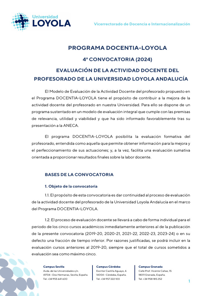 PROGRAMA DOCENTIA 2024-Bases | PDF | Maestros | Enseñando