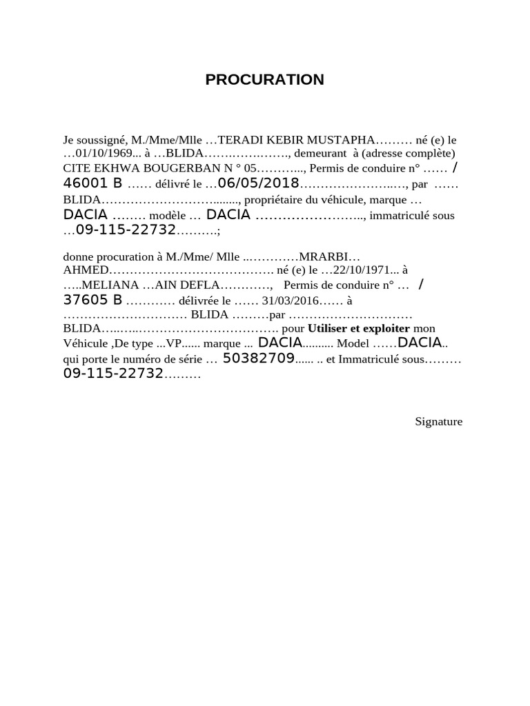 PROCURATION (1) (1) (Enregistré Automatiquement) | PDF