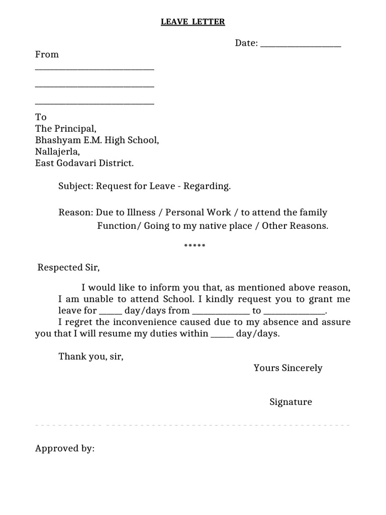 Staff Leave Letter | PDF