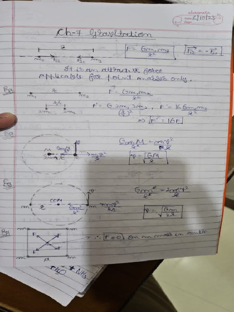 Gravitation CLASS 11 JEE ADVANCE LEVEL HANDWRITTEN NOTES | PDF