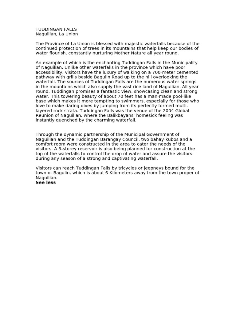 Tuddingan Falls: A Hidden Gem in La Union | PDF