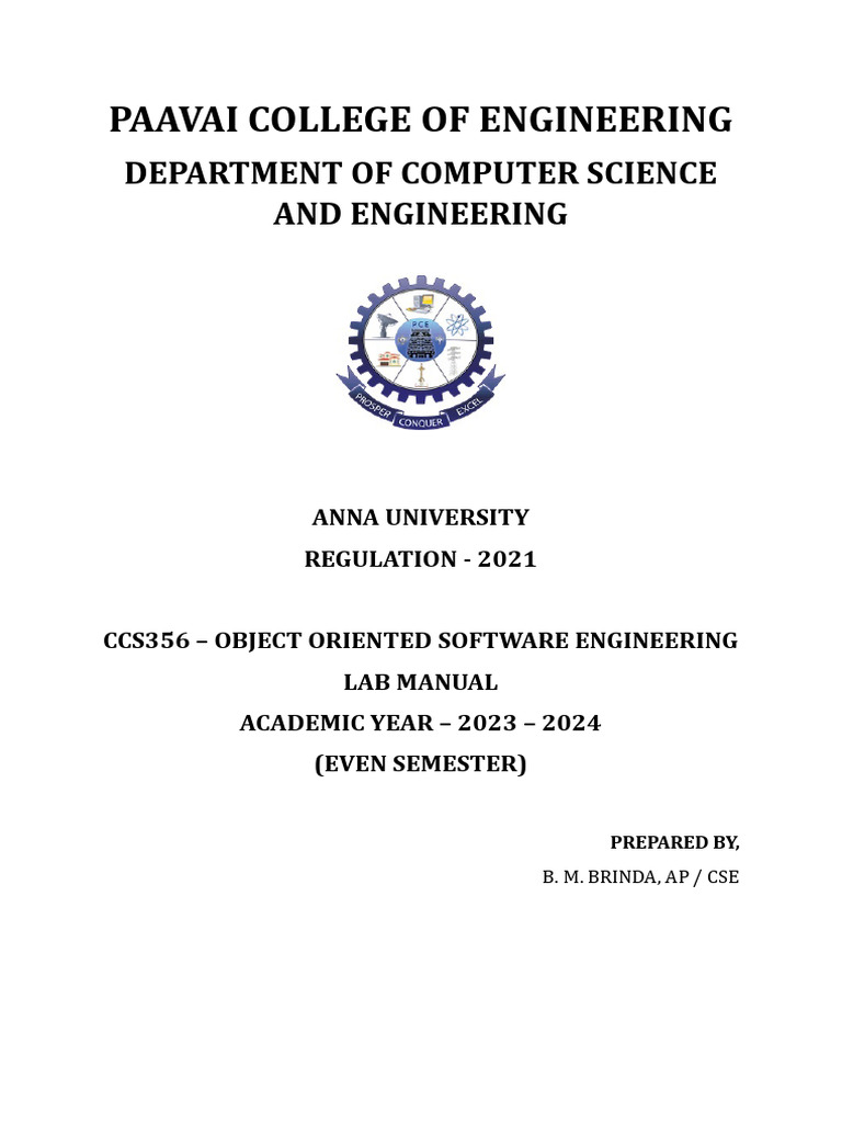 Ccs356 - Oose Lab Manual | PDF | Unified Modeling Language | Class (Computer Programming)