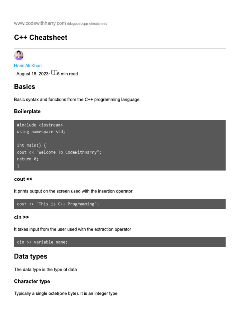 C ++Cheatsheet | PDF