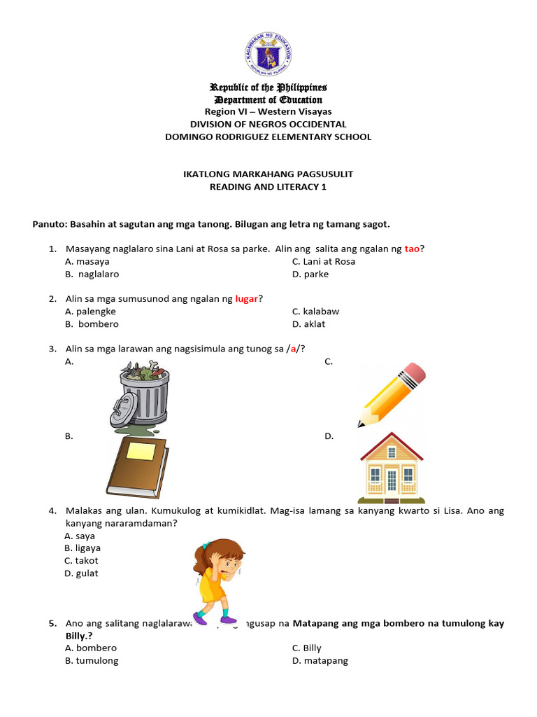 PT Q3 GRADE 1 MATATAG Reading & LIt 1 + TOS | PDF