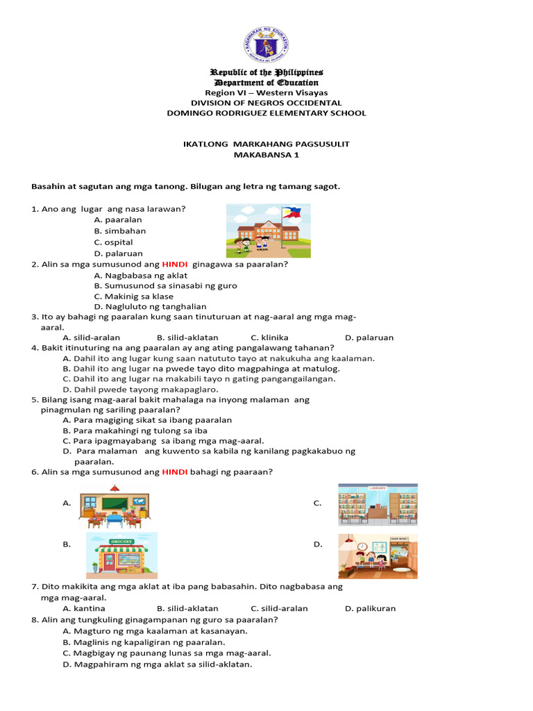 PT Q3 Grade 1 Matatag Makabansa 1 + Tos | PDF