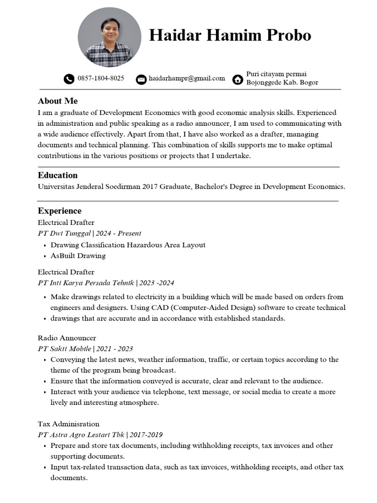 CV ATS - Haidar Hamim P - English - PDF PDF | PDF