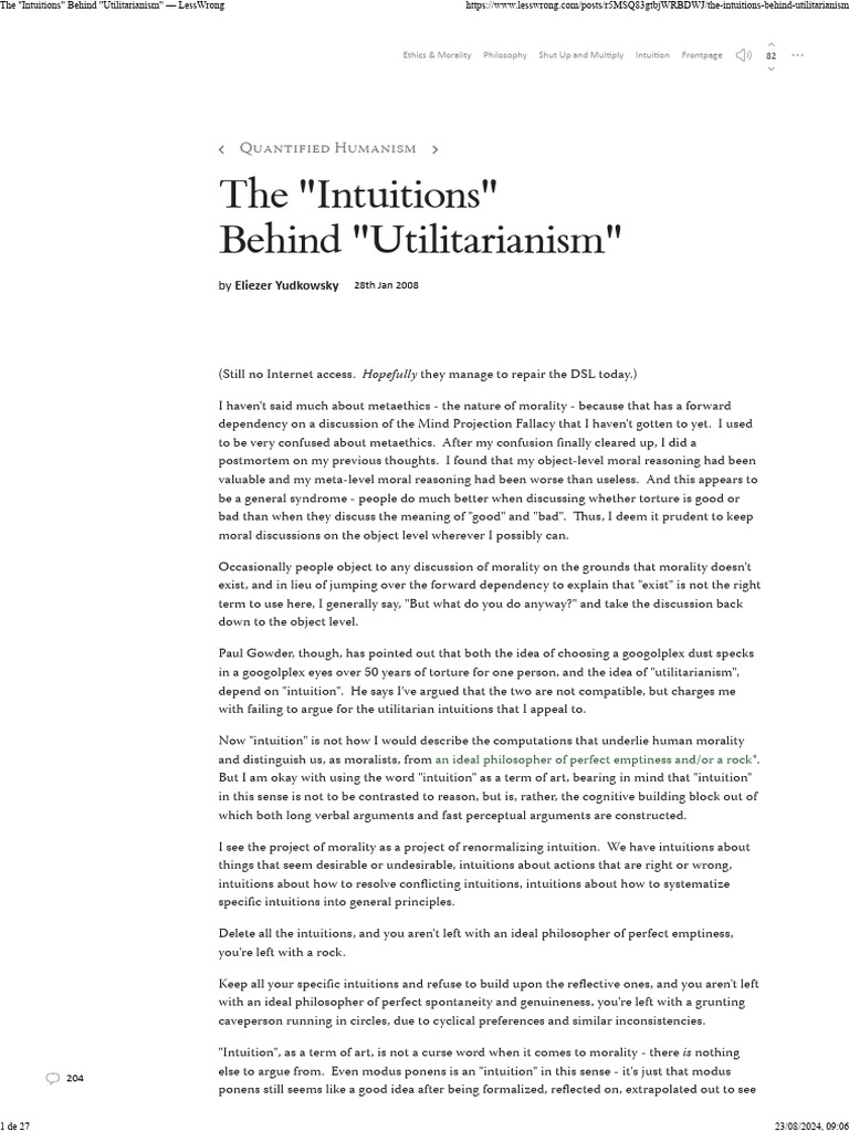The - Intuitions - Behind - Utilitarianism - LessWrong | PDF ...