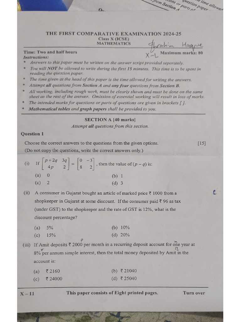 Maths(Comparative paper) | PDF