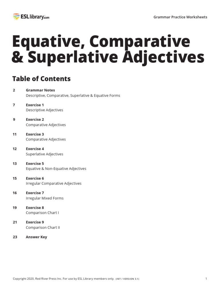 88 - Equative Comparative and Superlative Adjectives - US (32558) | PDF | Adjective | Semantic Units