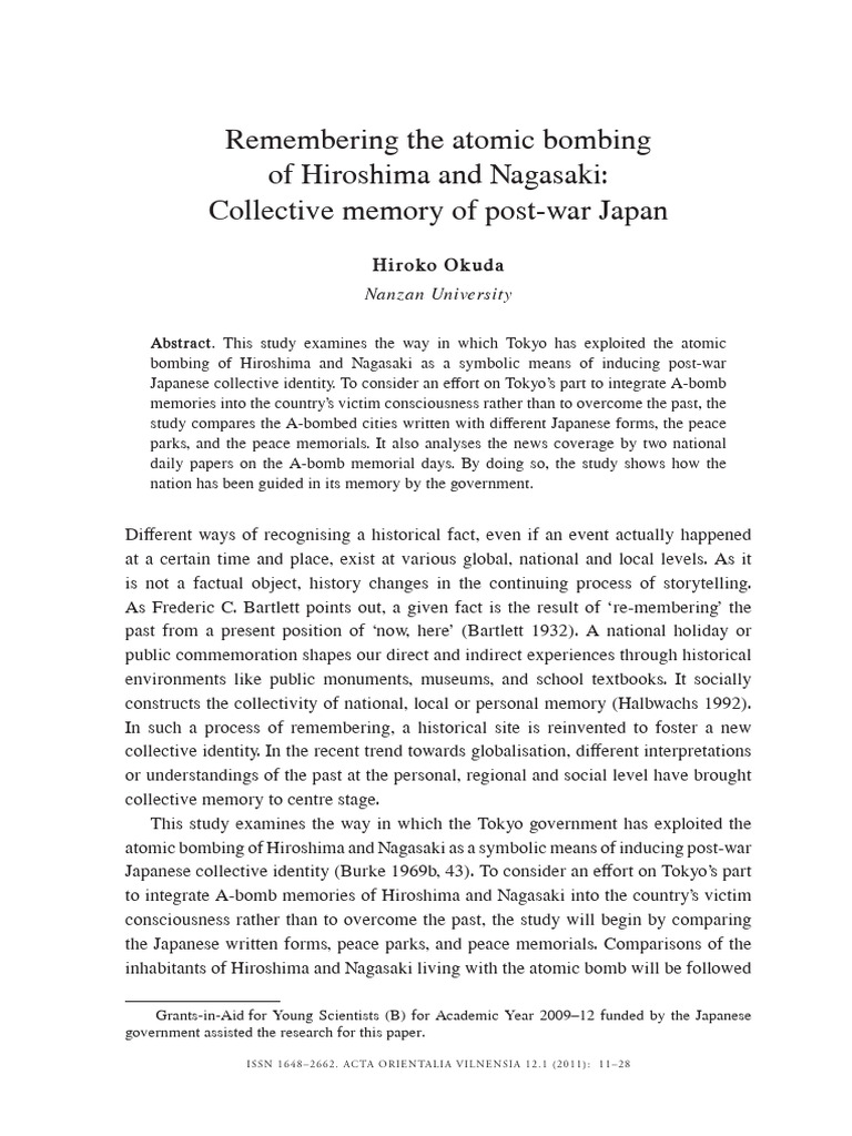 Collective Memory of Post War Japan | PDF | Hiroshima | Japanese ...